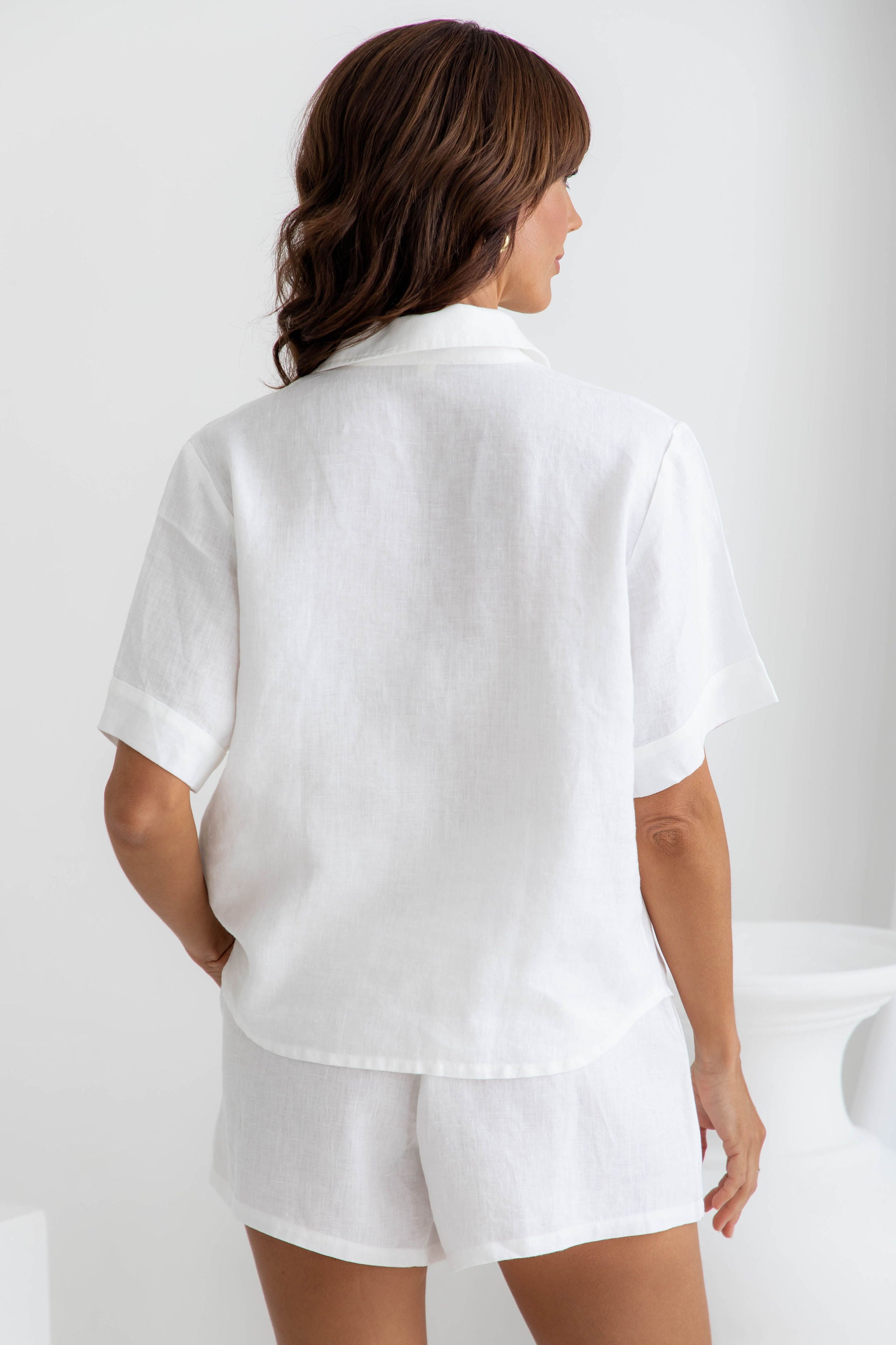 Harlow 100% Linen Pyjama Set - White | Personalised Bridal PJ Set ...