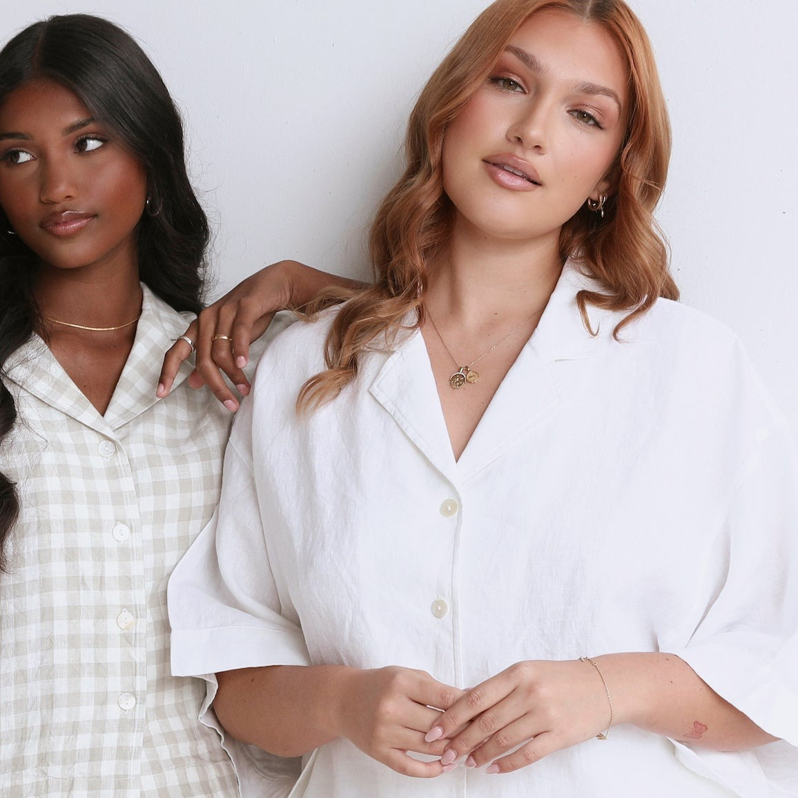 Piper 100% Linen Pyjama Set - White | Personalised Bridal PJ Set ...